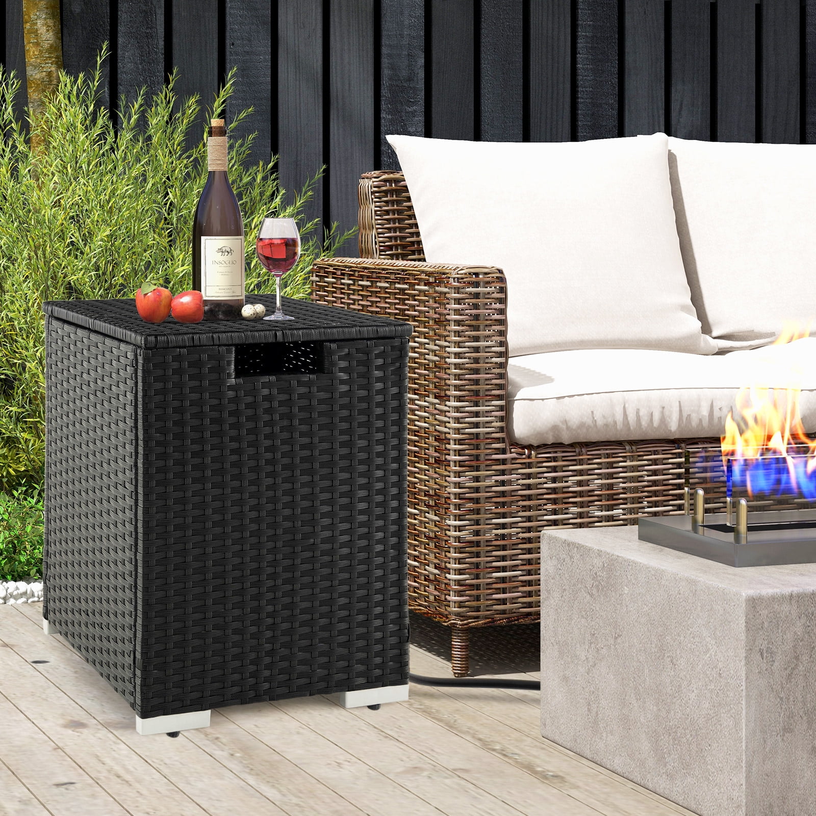 Mondawe Rattan Propane Tank Cover & Side Table for 20 lb Tank – Durable ...