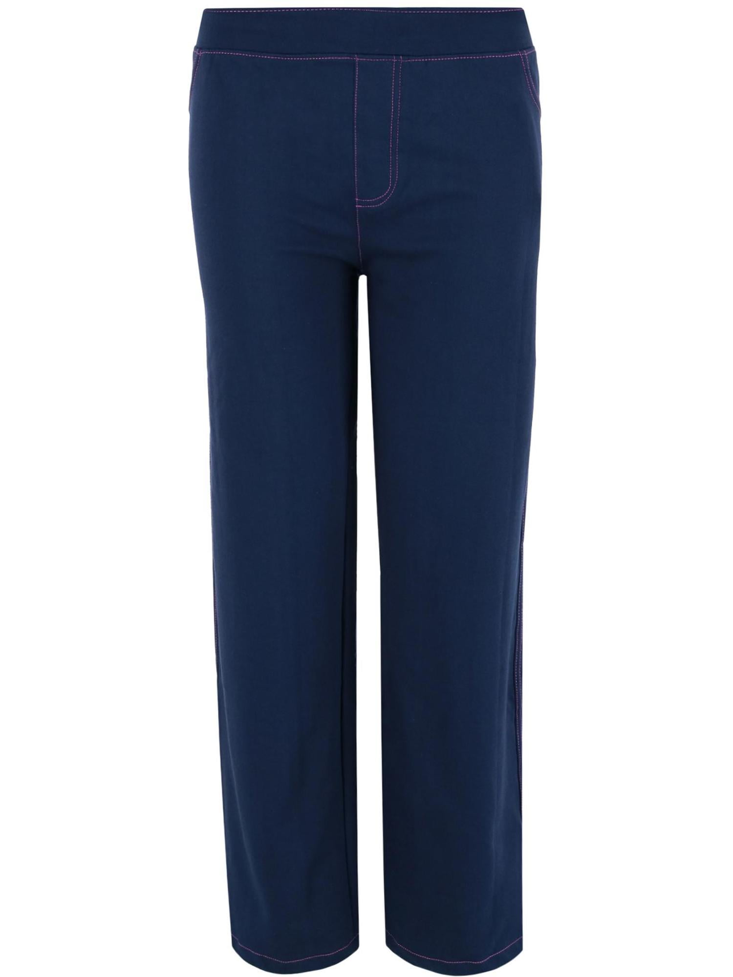 Monday Blues Women's Denim Look Lounge PJ Pants with Pink Stitching and ...