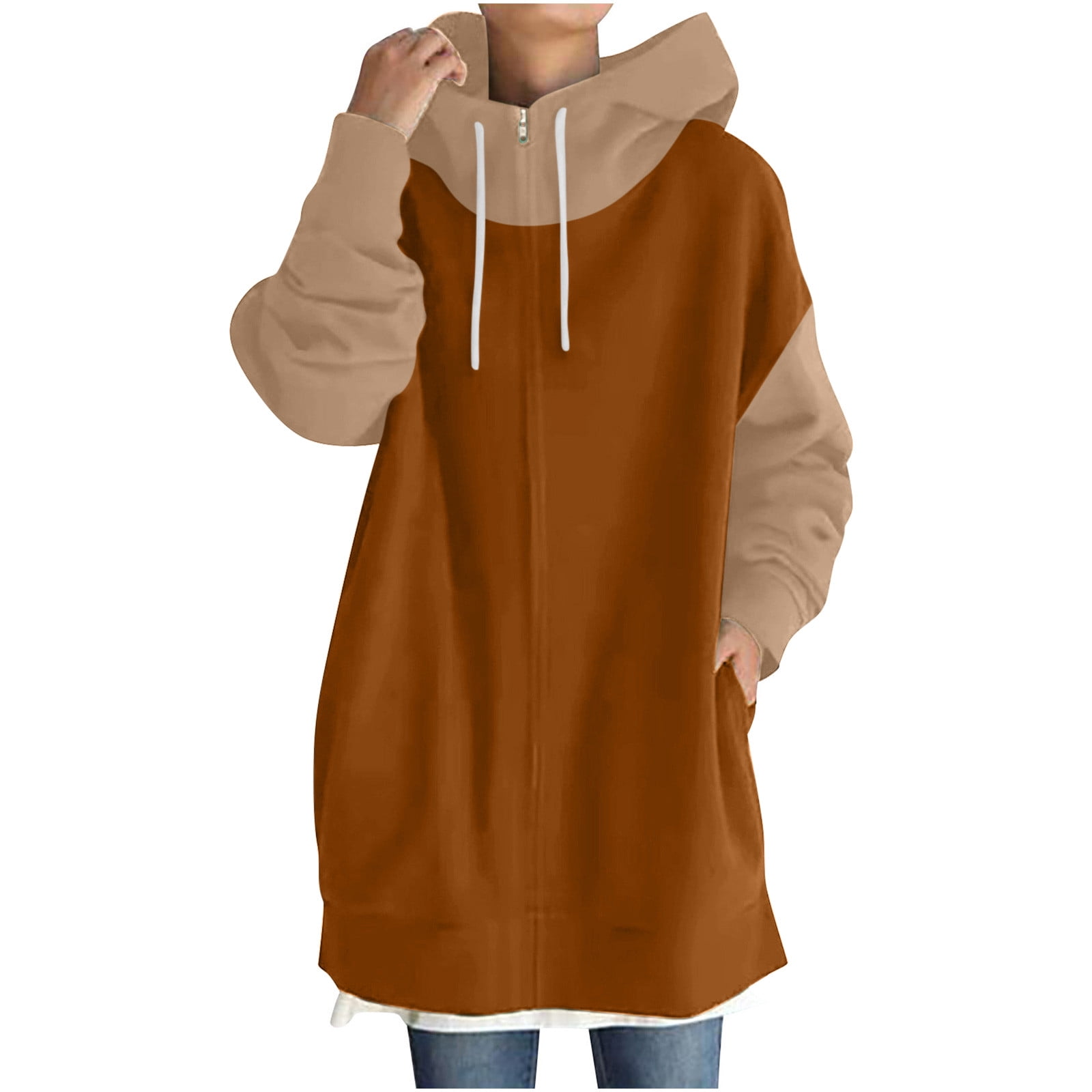 Monday Clearance ! Juebong Women's Solid Color Hoodie Zipper Long ...