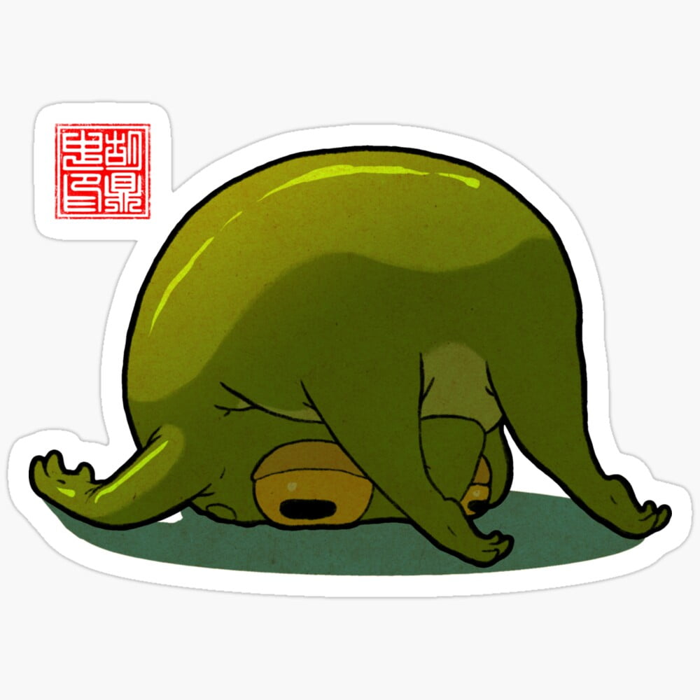 Monday Mood Yoga Frog Folded Glossy Stickerphone Decal Water Bottle ...