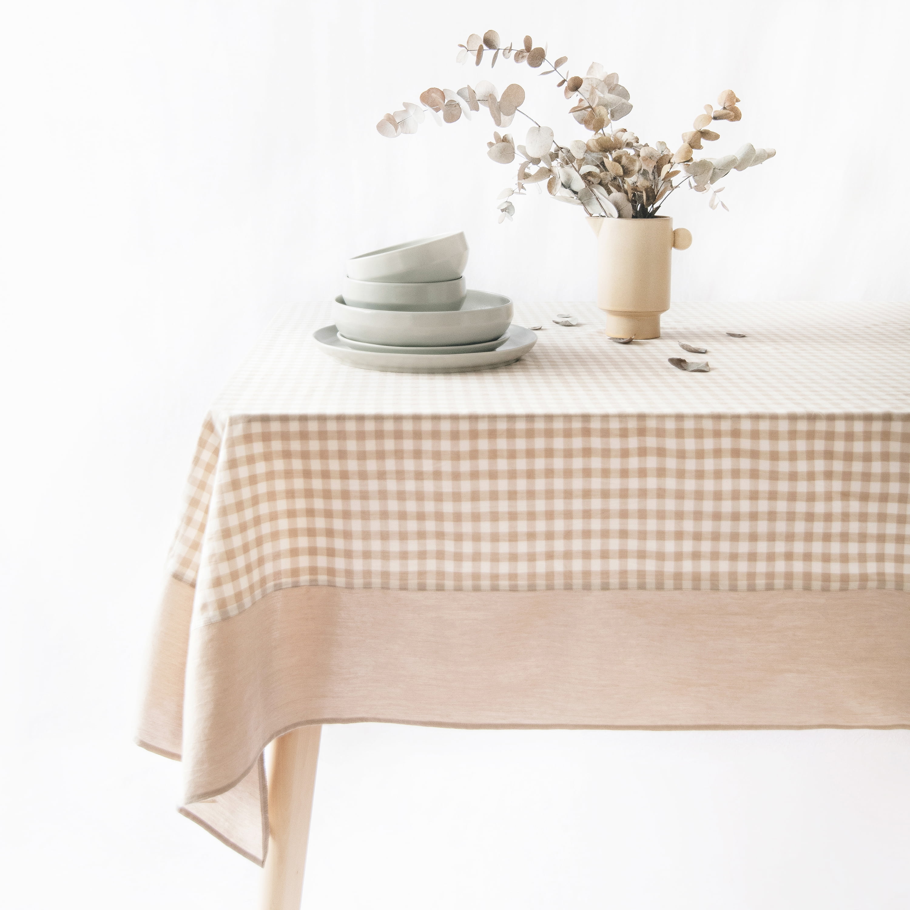 Monday Moose Gingham Farmhouse Stonewashed Cotton Tablecloth (55x70 ...