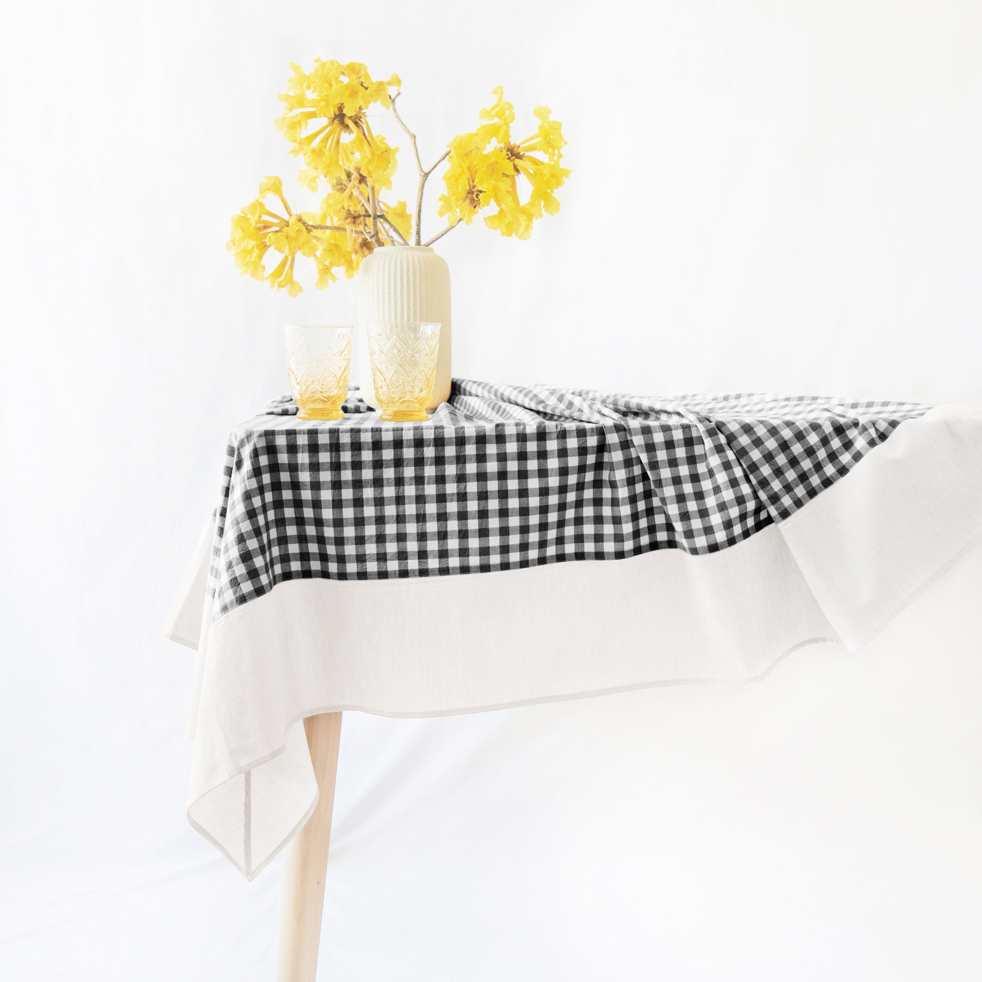 Monday Moose Gingham Farmhouse Stonewashed Cotton Tablecloth (55x70 ...