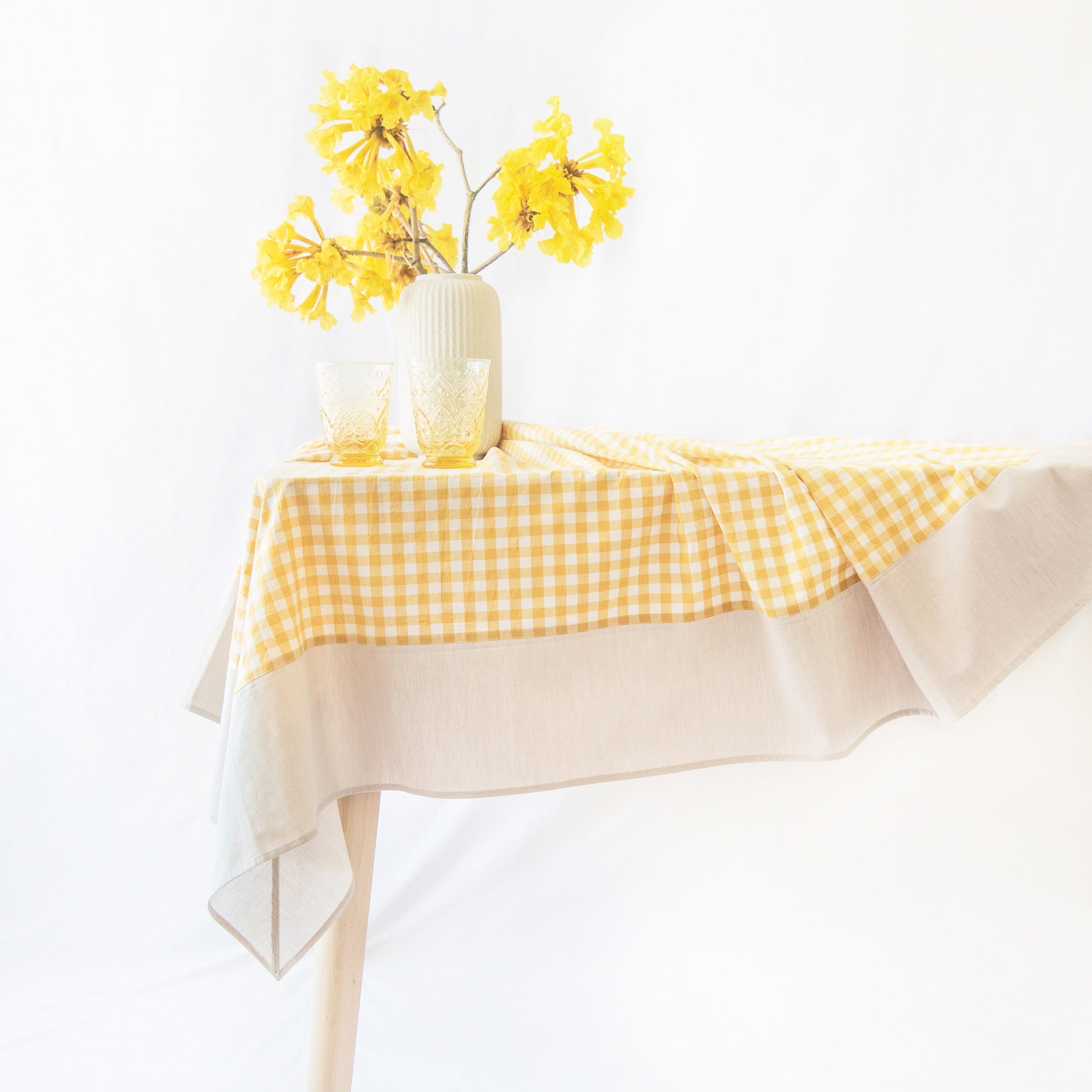 Monday Moose Gingham Farmhouse Stonewashed Cotton Tablecloth (55x70 ...