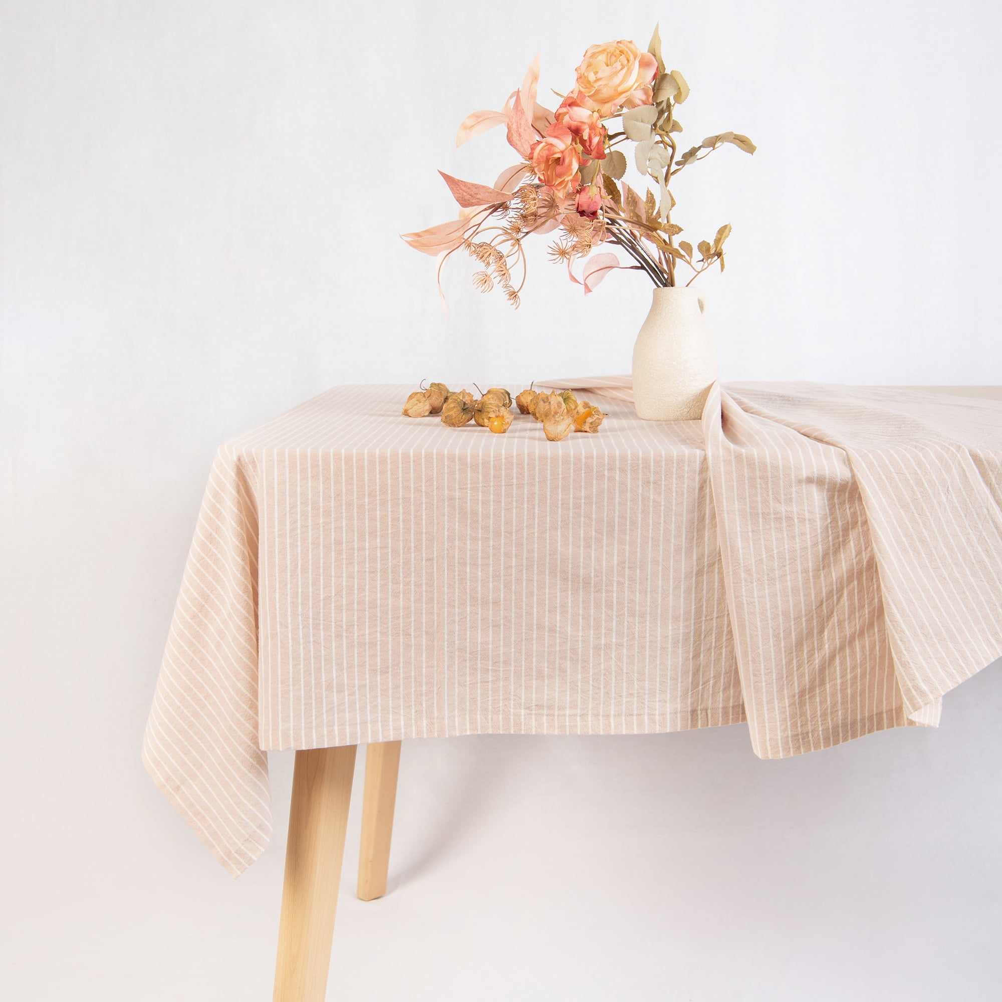 Monday Moose Striped Rustic Farmhouse Stonewashed Cotton Tablecloth ...