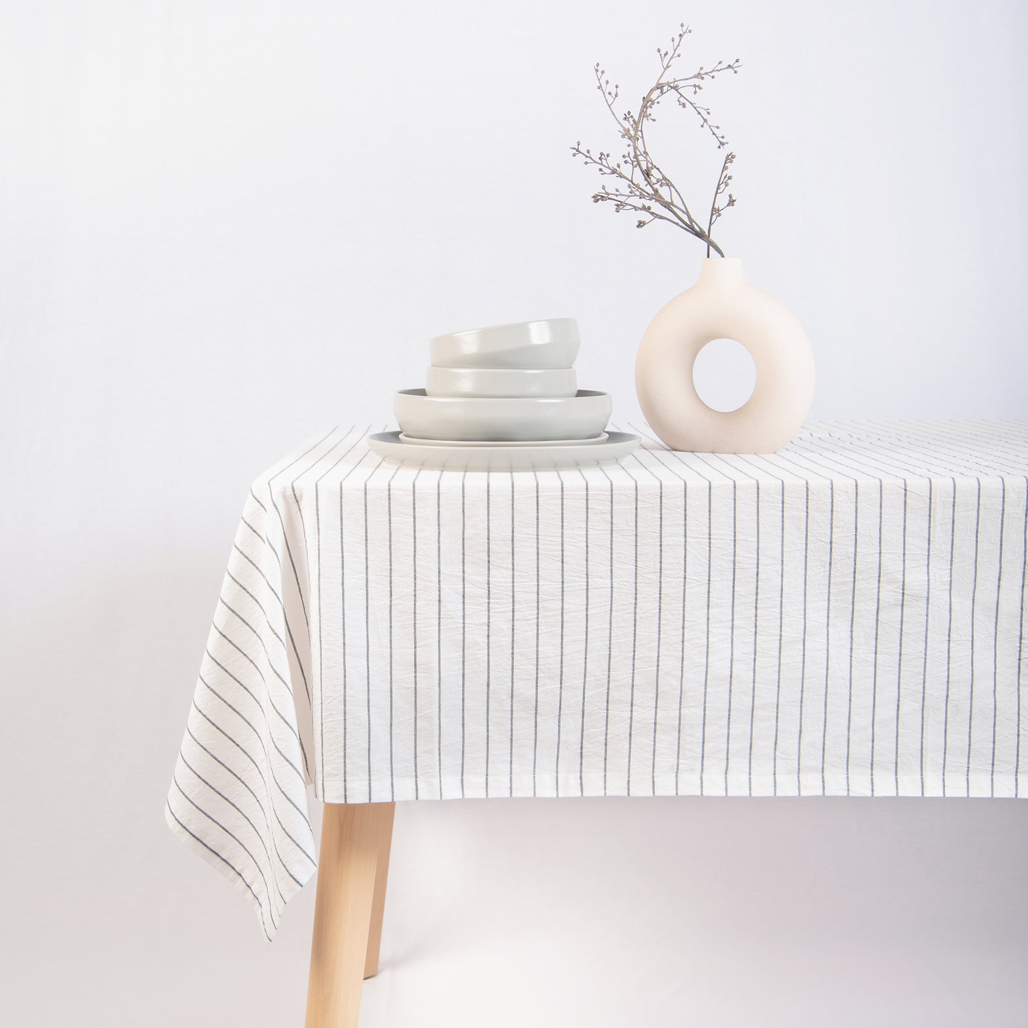 Monday Moose Striped Rustic Farmhouse Stonewashed Cotton Tablecloth ...