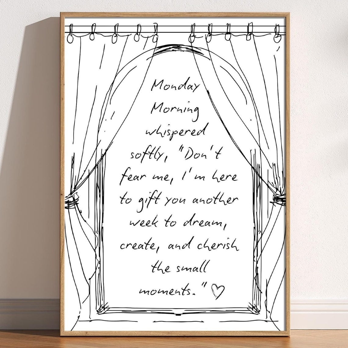 Monday Morning Cute Motivation Print, Cute Doodle Typography, Open ...