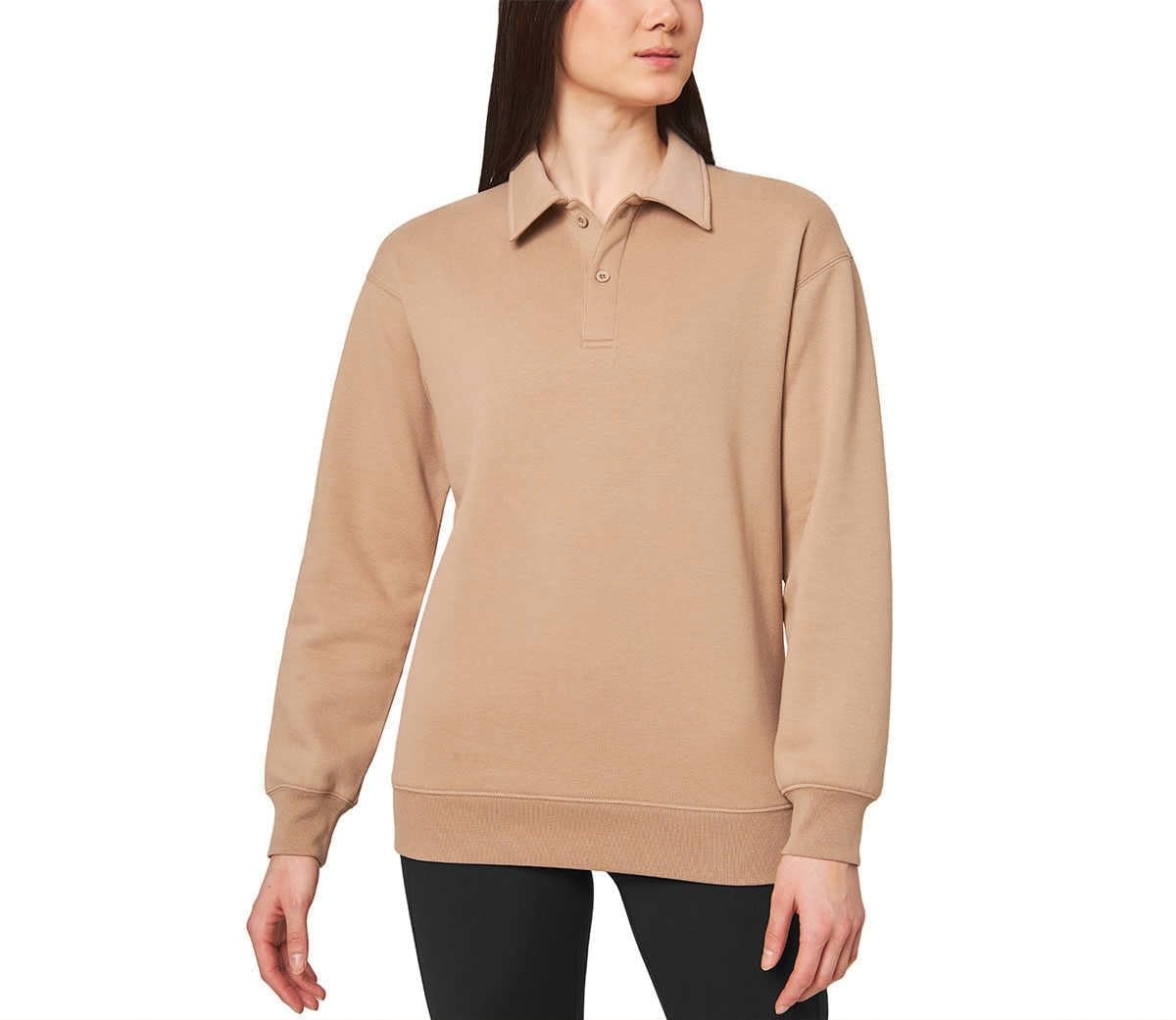 Mondetta Ladies' Collared Fleece Pullover Top (US, Alpha, Large ...