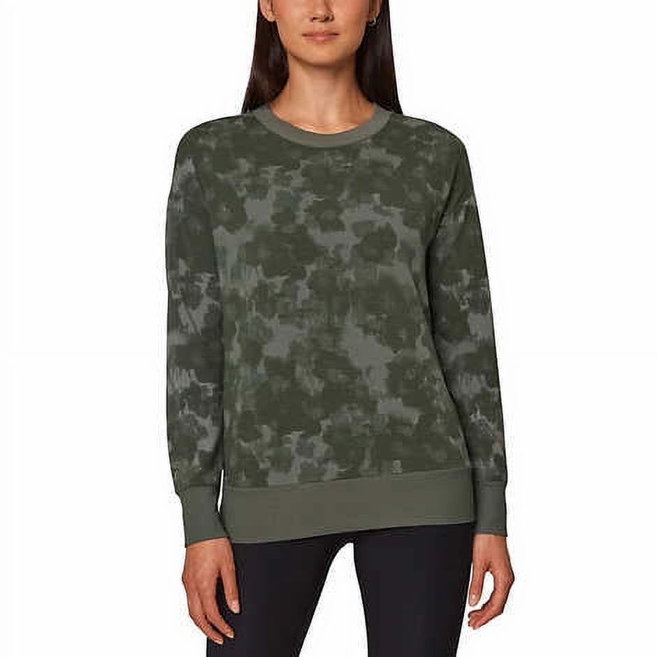 Mondetta Women's Activewear Crew Neck Long Sleeve Green Camouflage Top ...