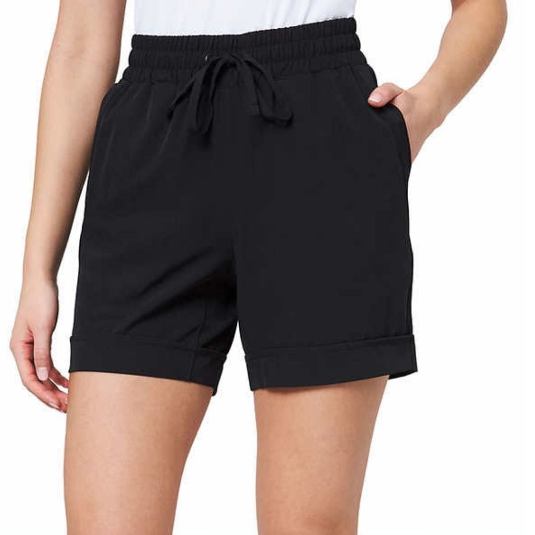 Mondetta Women's Moisture Wicking Walking Shorts, Side Pockets, Black ...