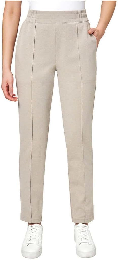 Mondetta Women's Textured Pintuck Straight Leg Pant, Beige, Medium - Walmart.com