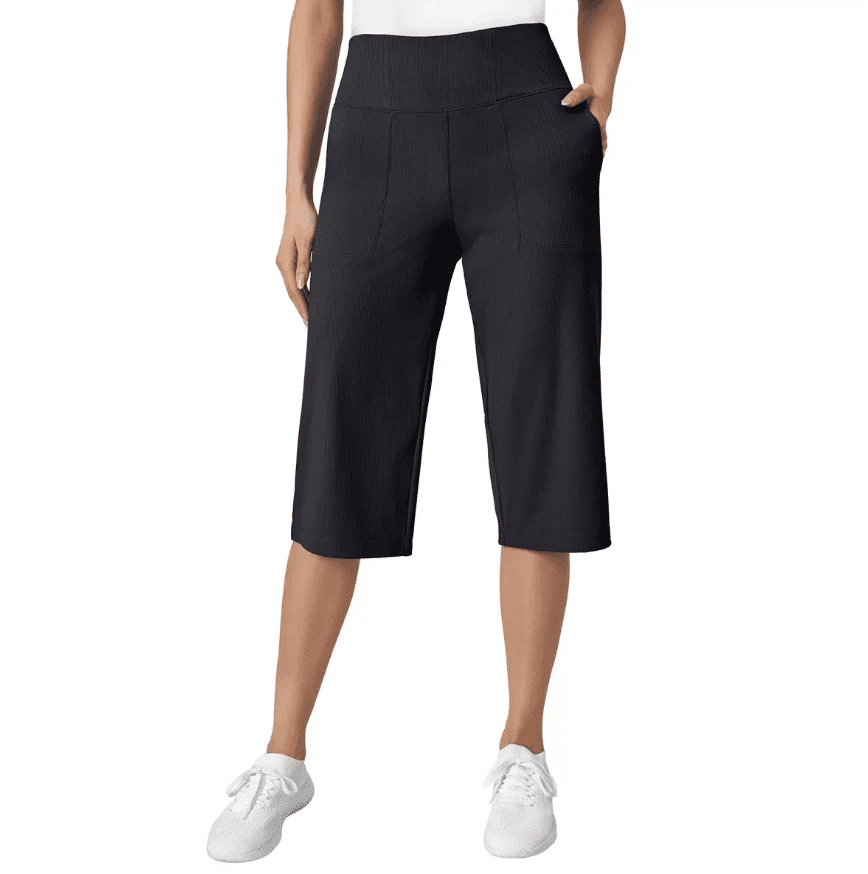 Mondetta Womens High Rise Wide Leg Ribbed Capri Black XL - Walmart.com