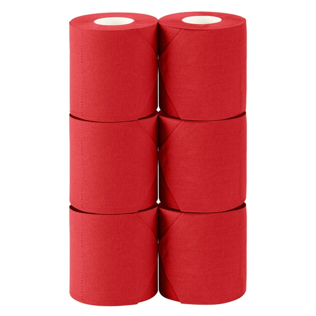 Mondo Medical 3 Ply Red Colored Bathroom Tissue Toilet Paper - 6 Roll ...