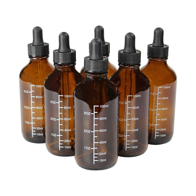 Mondo Medical 6pk Amber Glass Dropper Bottles 4 oz Vials with Droppers ...