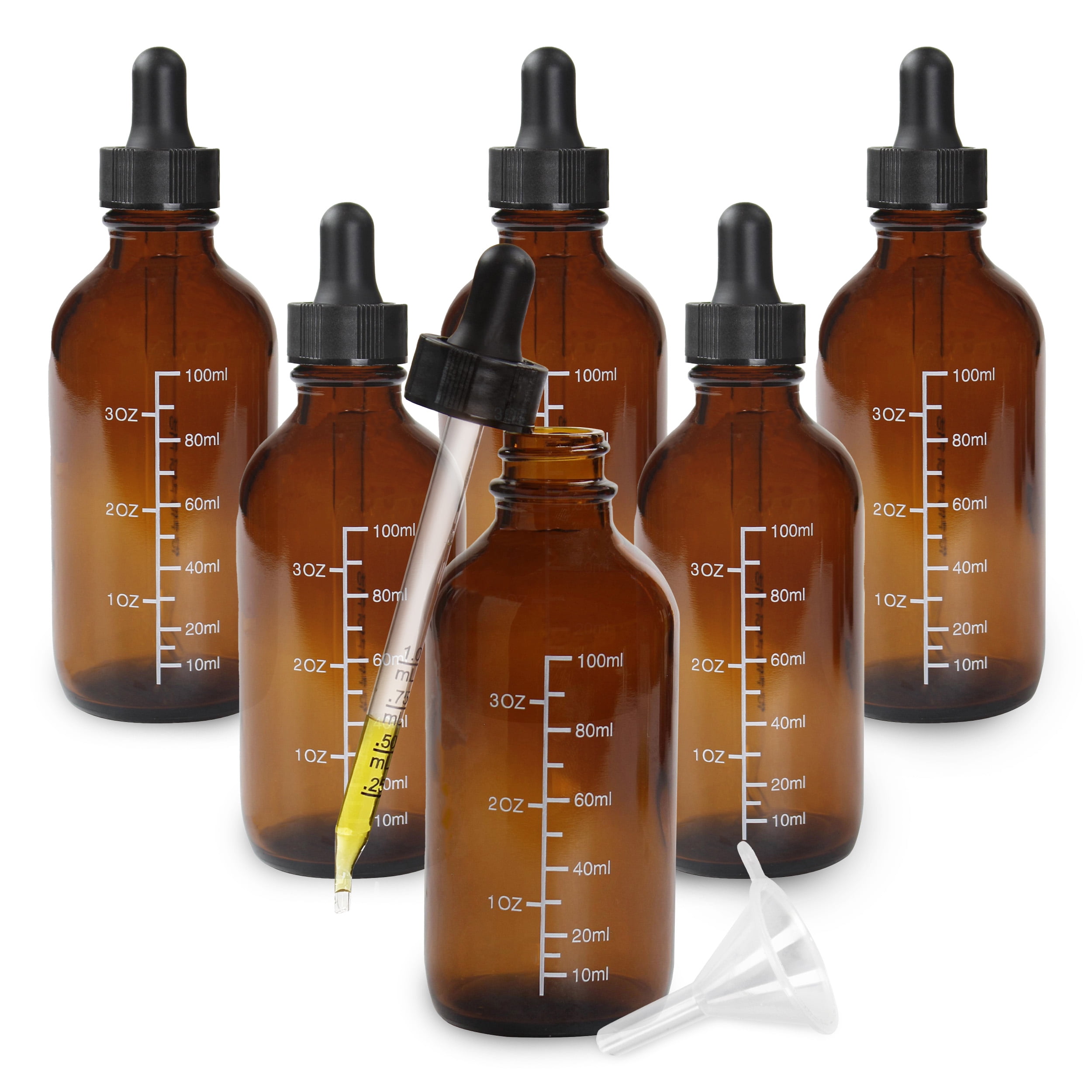 Mondo Medical Amber Glass Dropper Bottles, 4oz Vials with Droppers ...