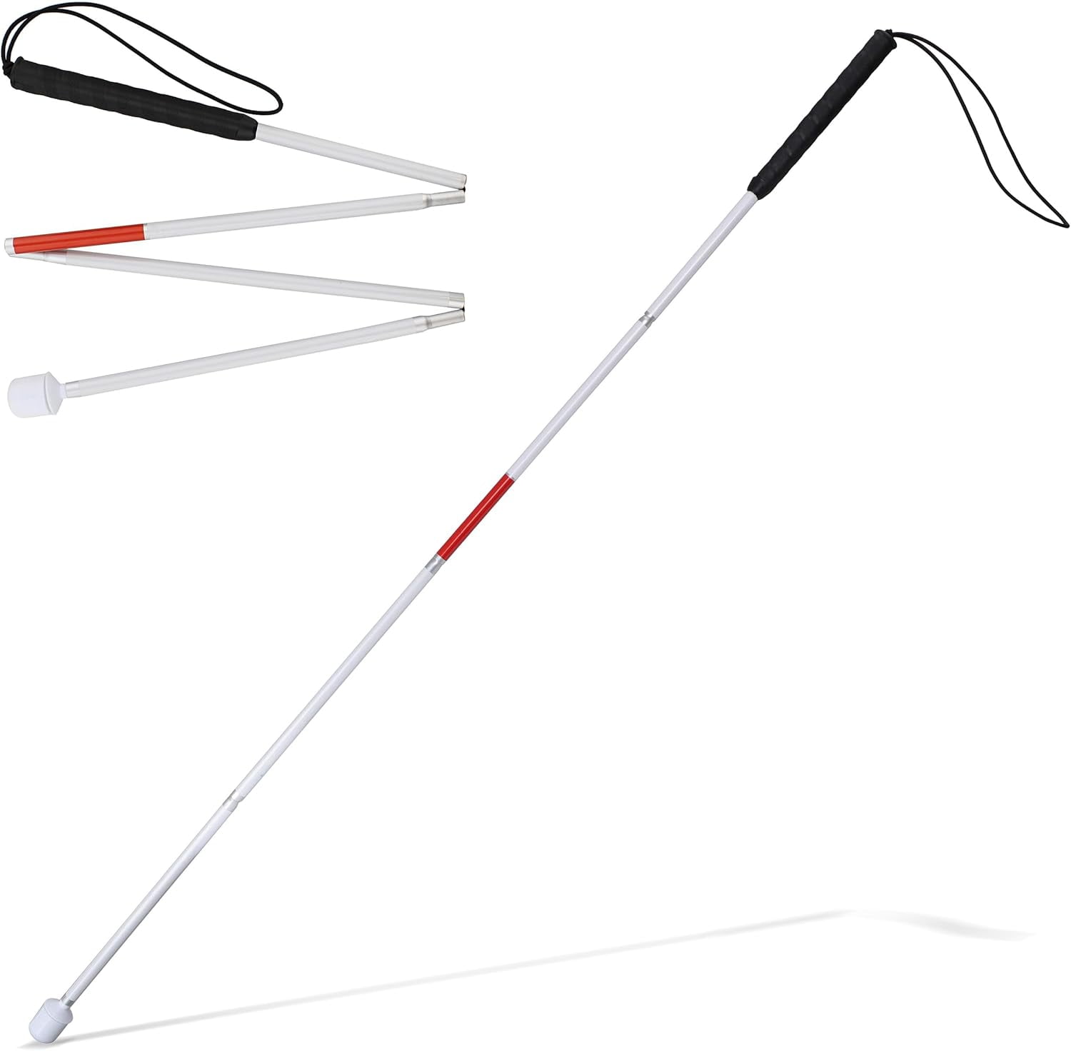 Mondo Medical Blind Cane Mobility Stick - Reflective Red and White Cane ...