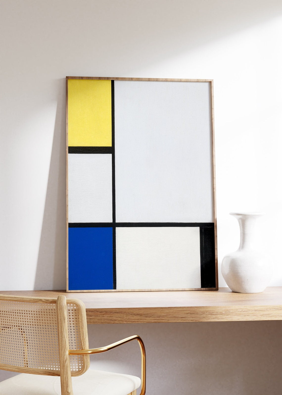 Mondrian Abstract Iconic Print, Color Block Composition Wall Art ...