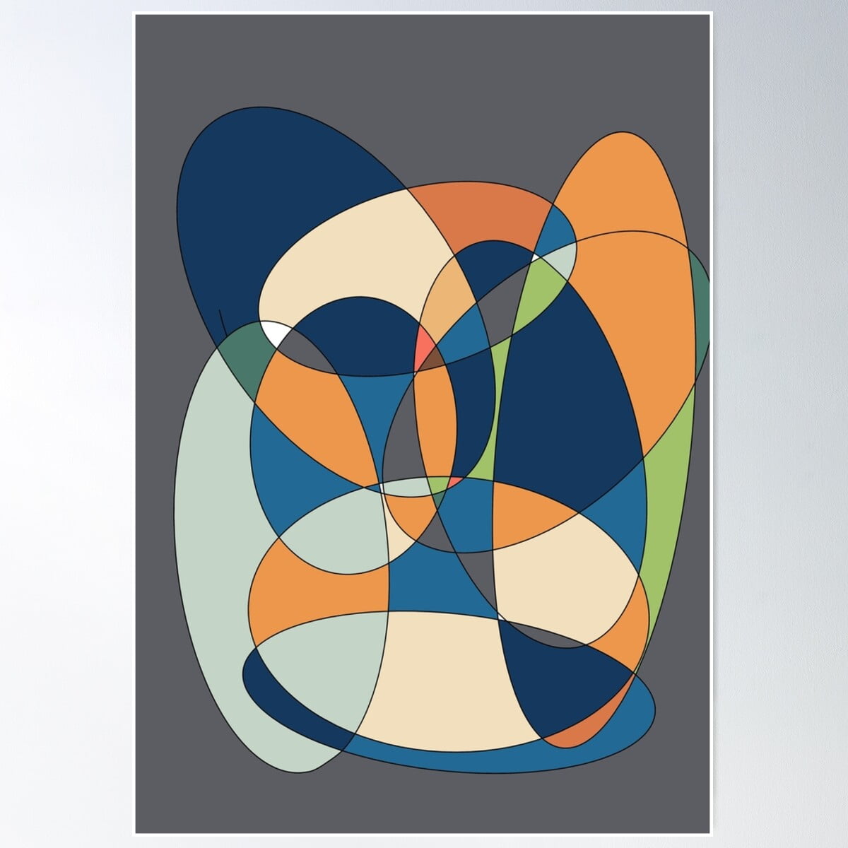 Mondrian Ellipses Poster Wall Art, Modern Wall Decor For Living Room ...
