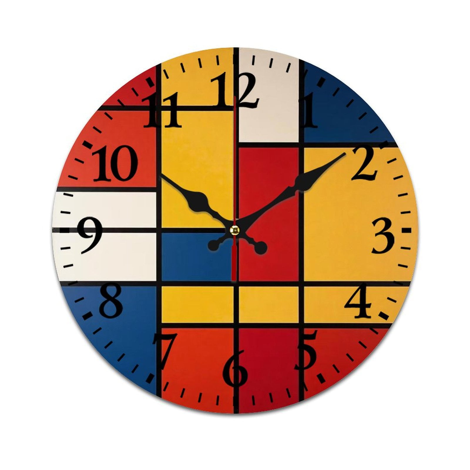 Mondrian Inspired（1） Wall Clock Modern Design Clocks Wall Hanging Home ...