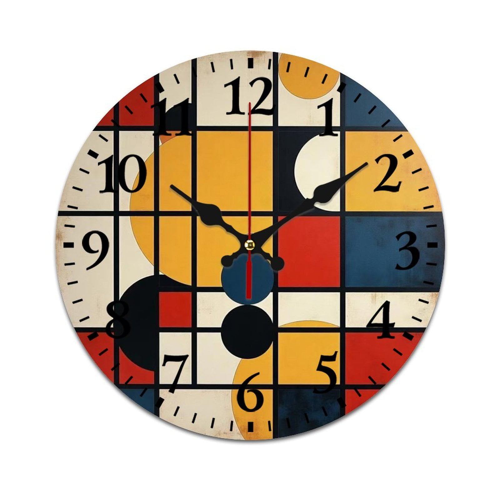 Mondrian Inspired（13） Wall Clock Modern Design Clocks Wall Hanging Home ...