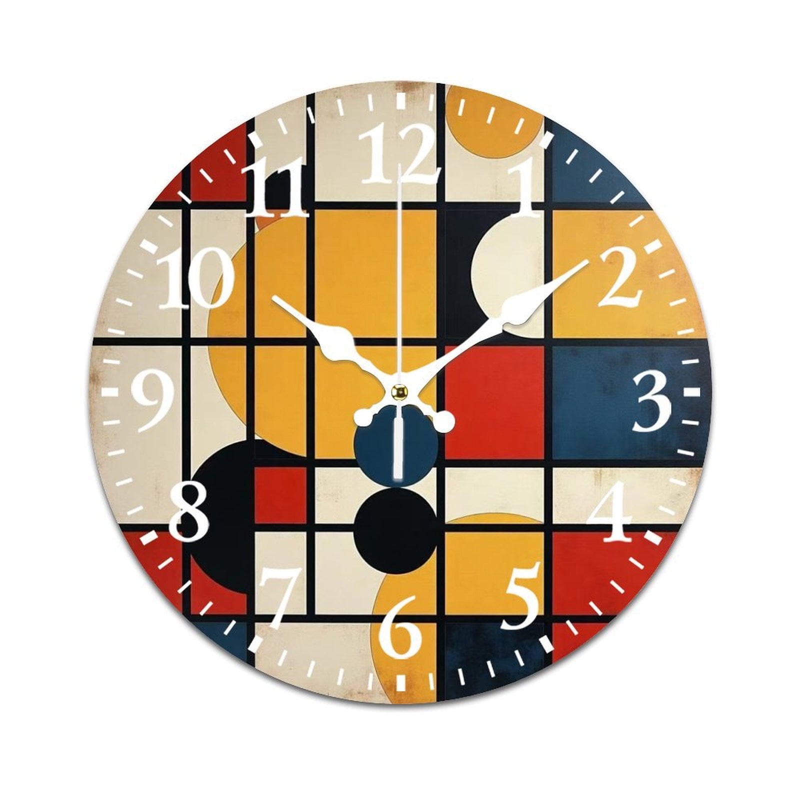 Mondrian Inspired（13） Wall Clock Modern Design Clocks Wall Hanging Home Office School Clocks ...