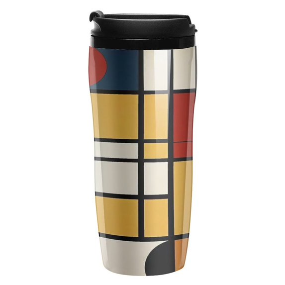 Mondrian Inspired（17） Double Walled Coffee Cup Plastic Water Bottle ...