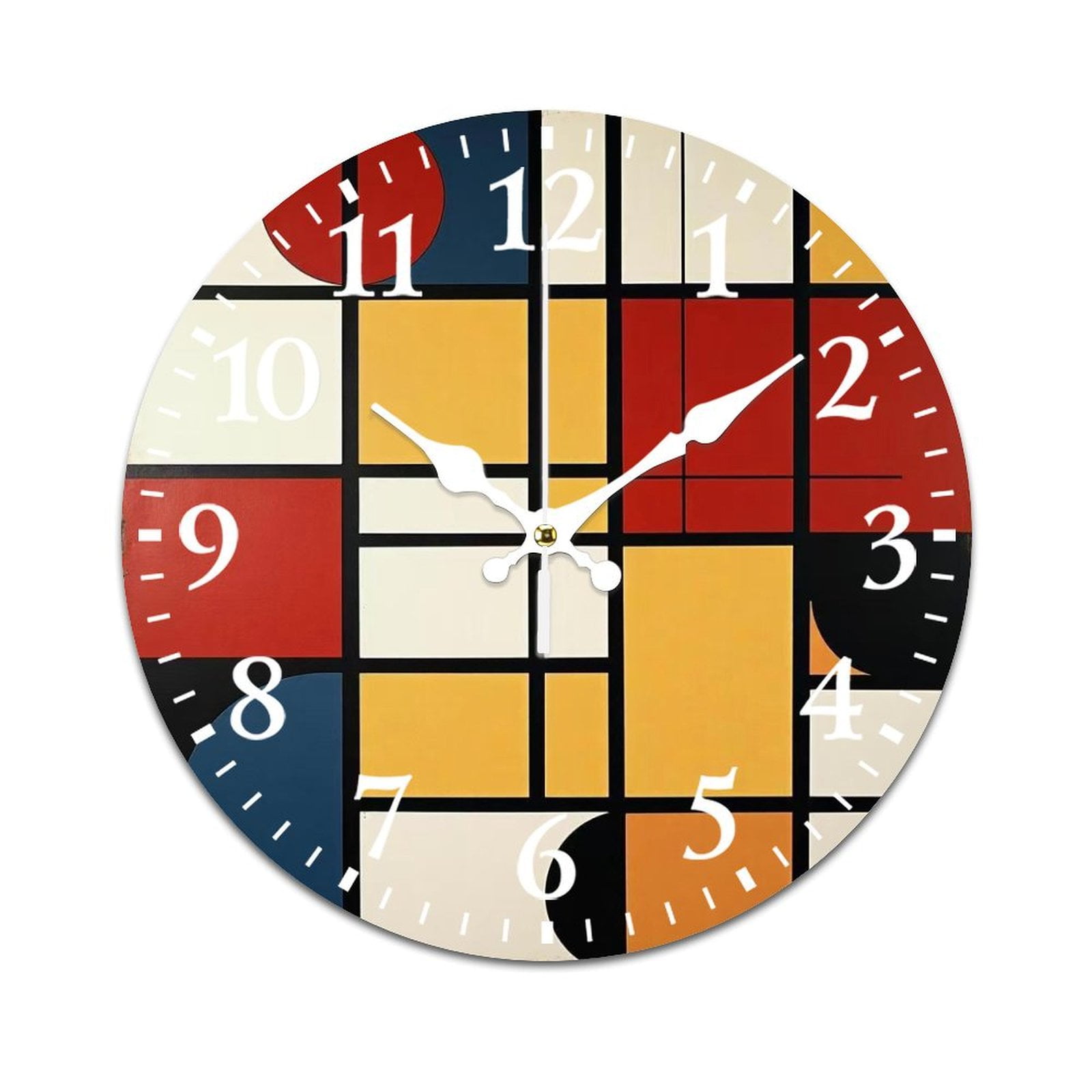 Mondrian Inspired（17） Wall Clock Modern Design Clocks Wall Hanging Home ...