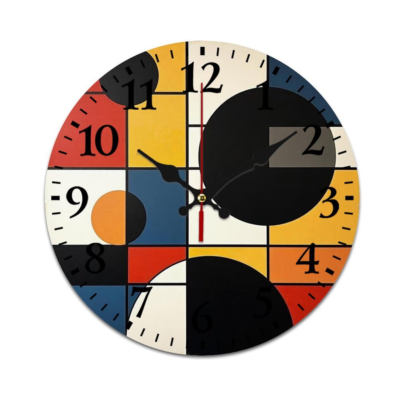 Mondrian Inspired（18） Wall Clock Modern Design Clocks Wall Hanging Home ...