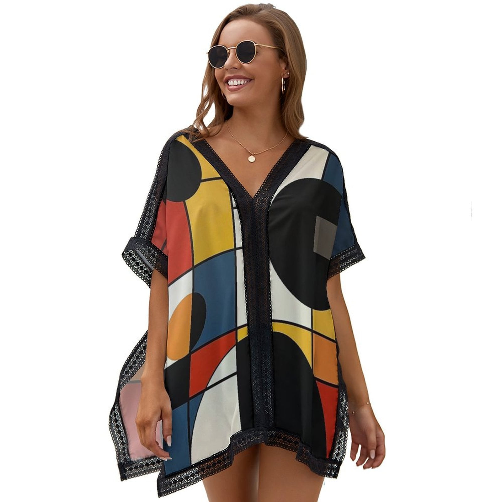 Mondrian Inspired（18） Women's Swimsuit Coverup Summer Beach Cover Up ...