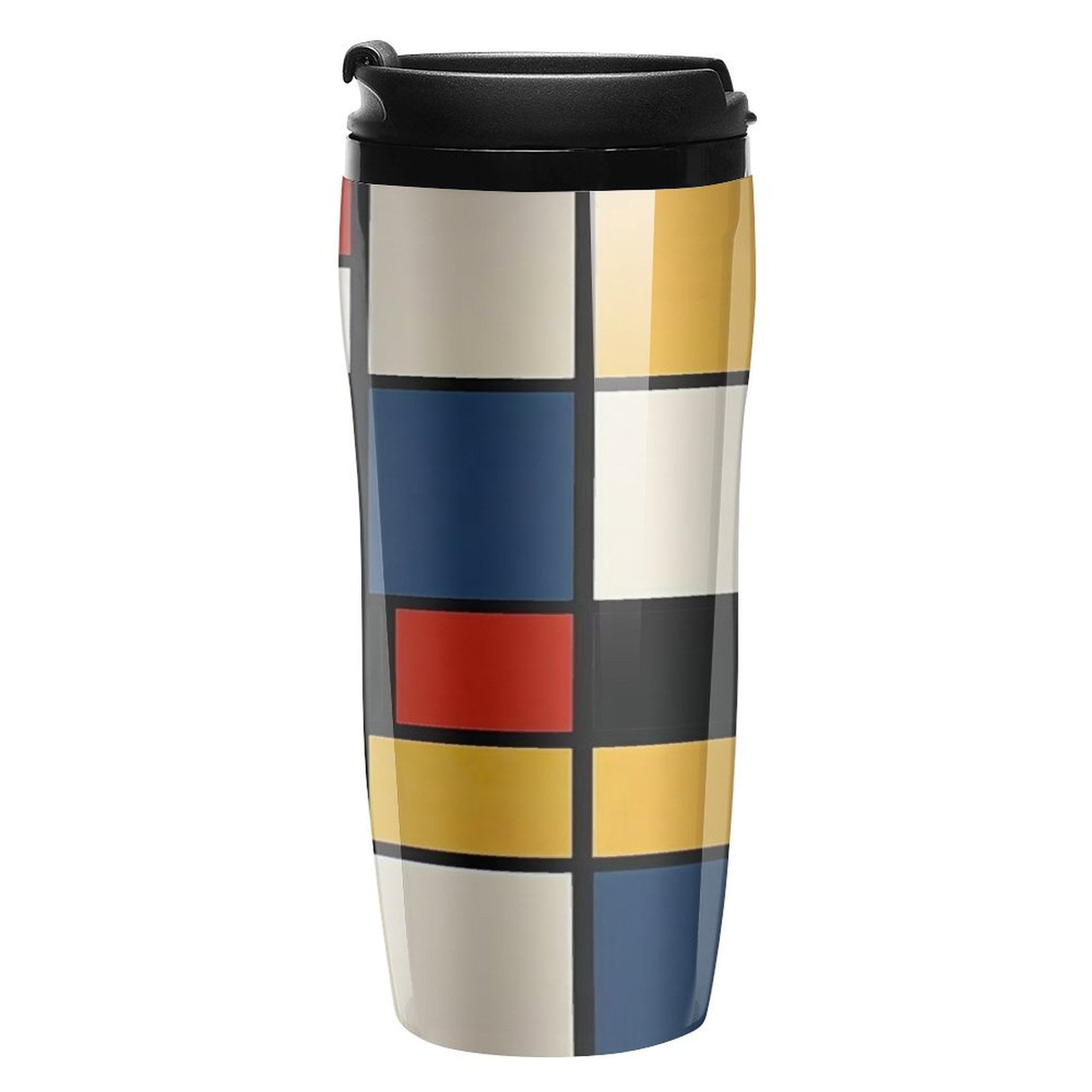 Mondrian Inspired（19） Double Walled Coffee Cup Plastic Water Bottle ...