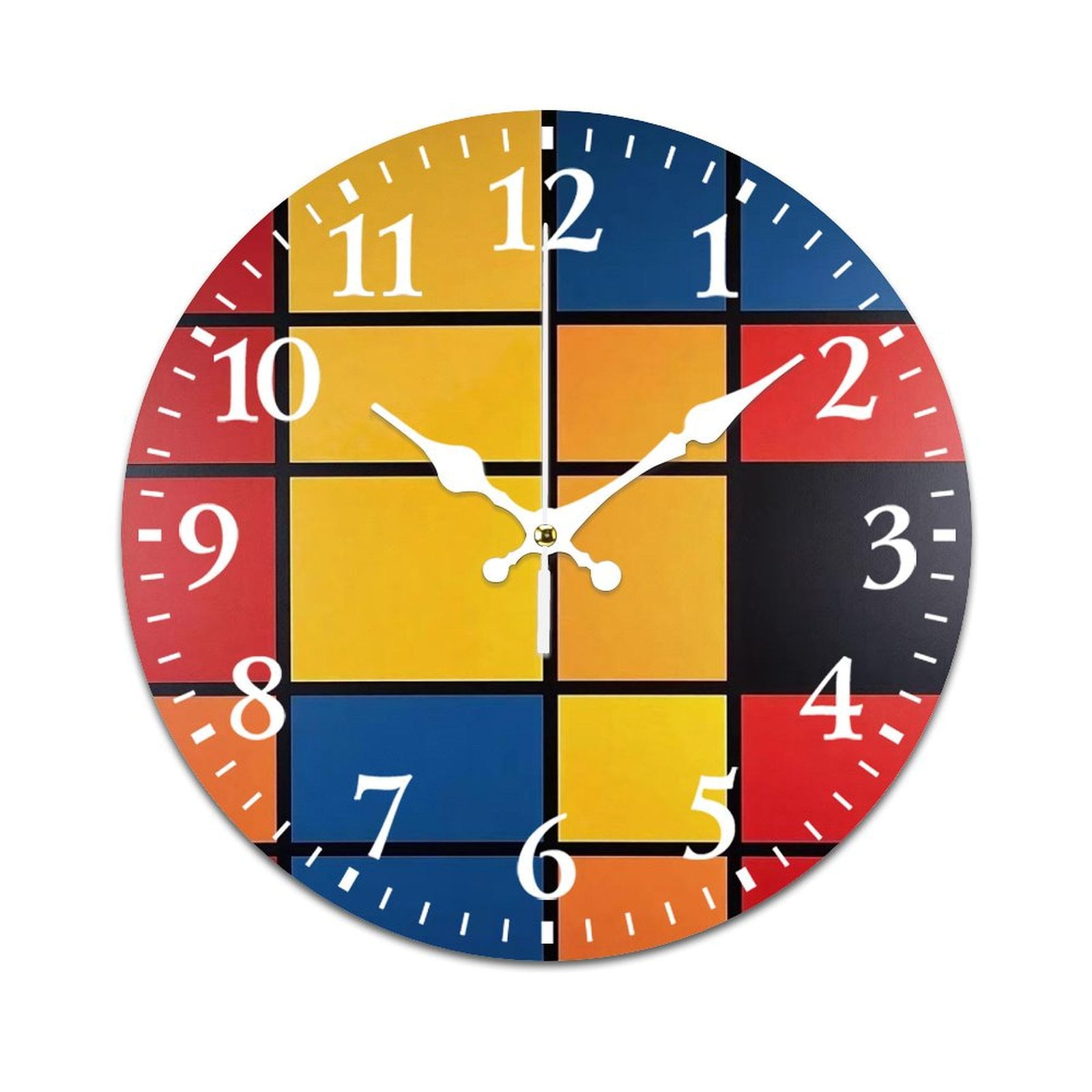 Mondrian Inspired（5） Wall Clock Modern Design Clocks Wall Hanging Home Office School Clocks ...