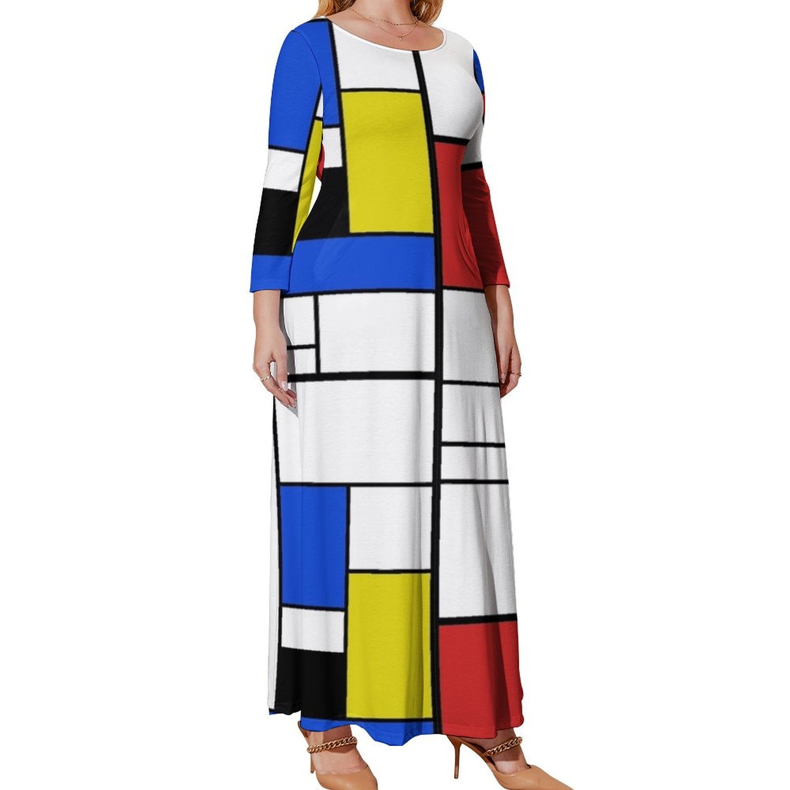 Mondrian Lines Long Sleeved Dress dress party evening elegant luxury celebrity evening dress ...