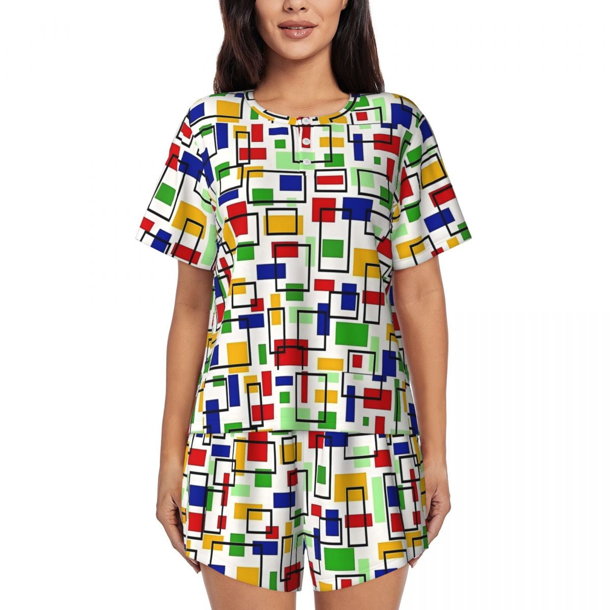 Mondrian Minimalist De Stijl Modern Art Pajamas Aesthetic O Neck ...