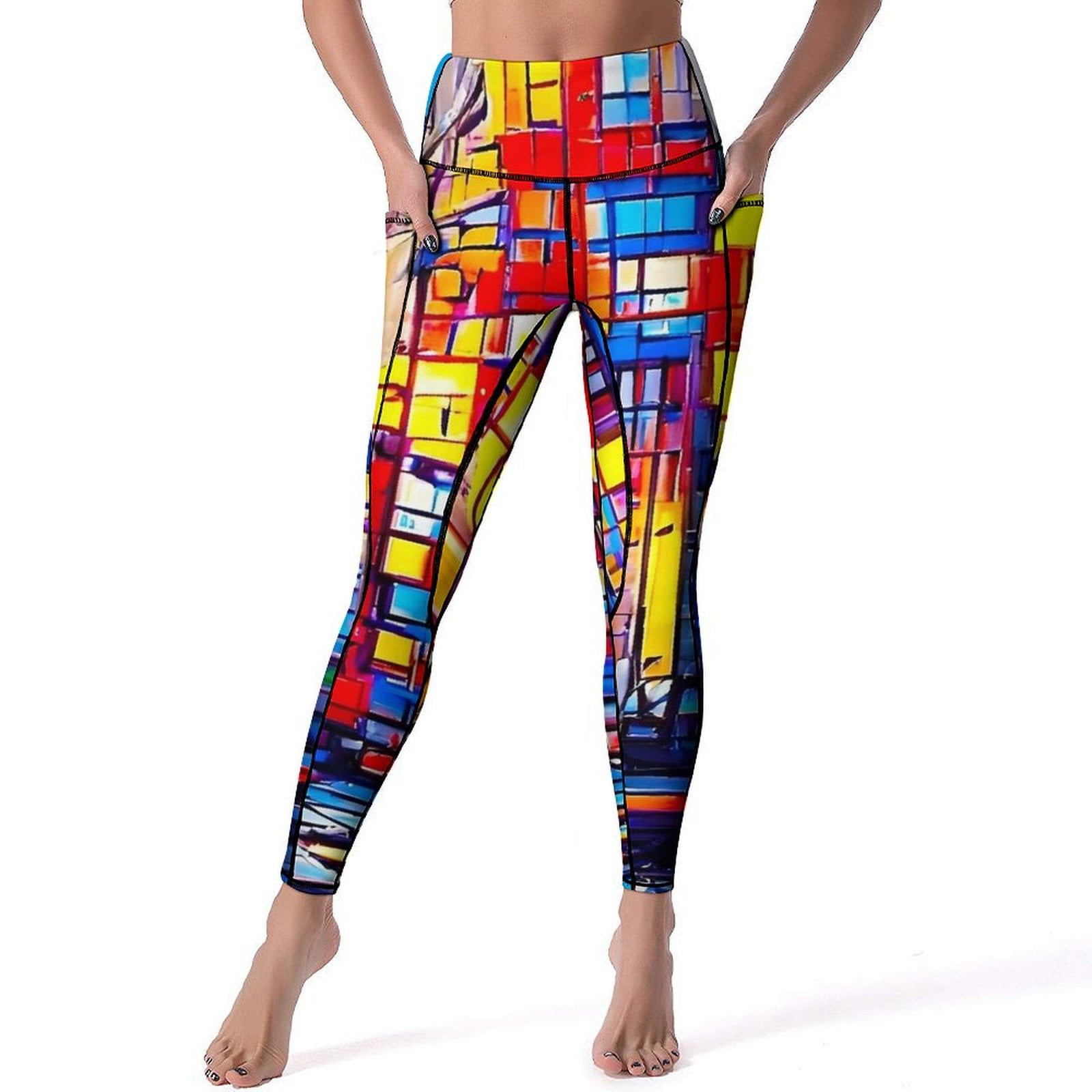 Mondrian Minimalist Leggings De Stijl Modern Art Push Up Yoga Pants ...