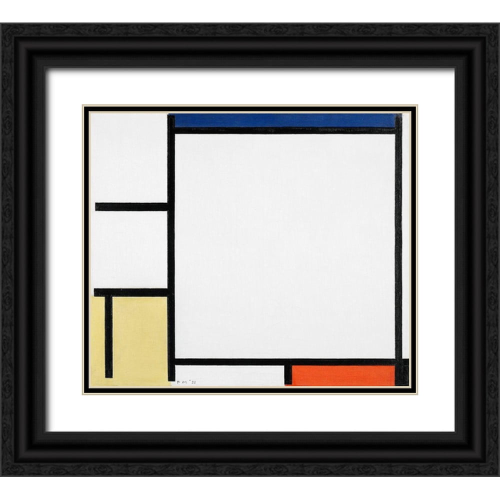 Mondrian, Piet 17x15 Black Ornate Wood Framed with Double Matting Museum Art Print Titled ...