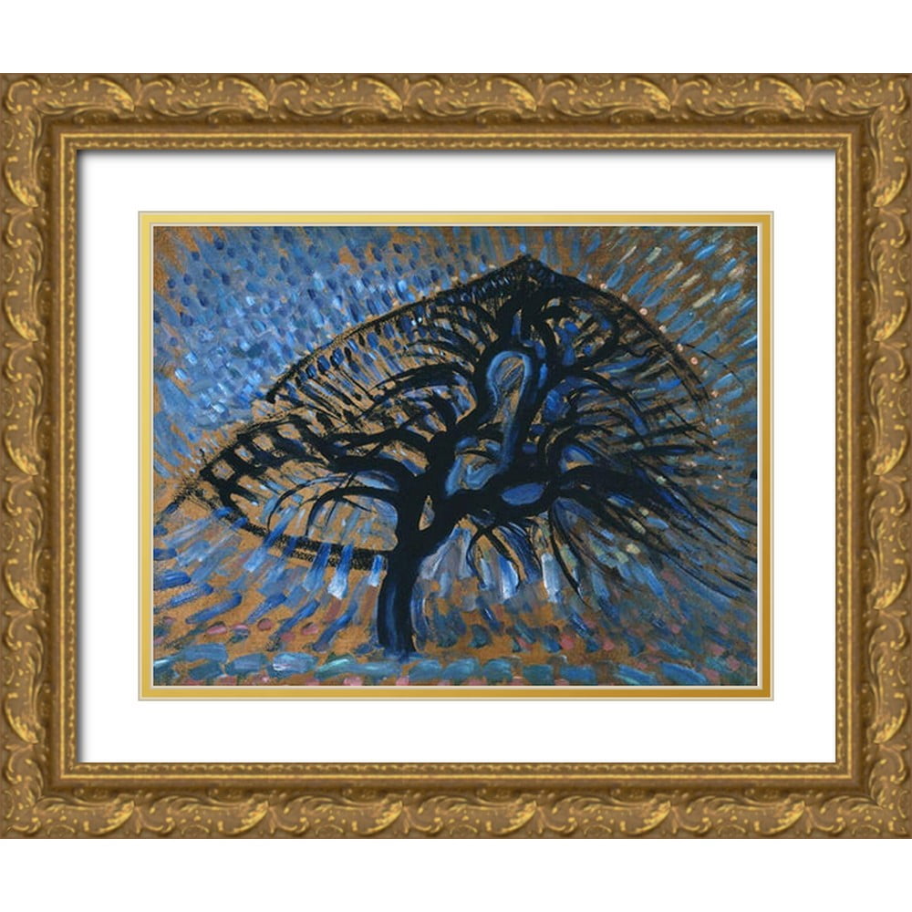 Mondrian, Piet 32x25 Gold Ornate Wood Framed with Double Matting Museum ...