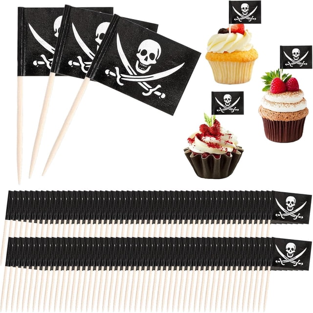 Monebena 100 Pack Toothpick Flag, Pirate Cocktail Toothpicks Flags Cake ...