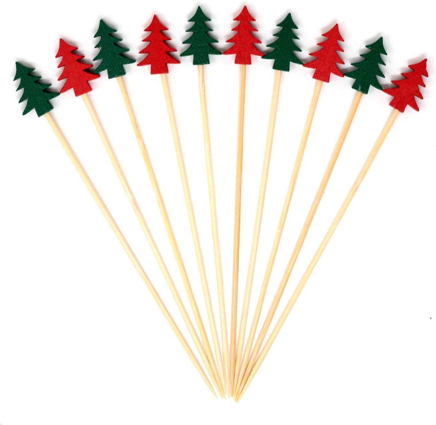Monebena 100PCS Christmas Tree Toothpicks Cocktail Picks Fruit Food ...