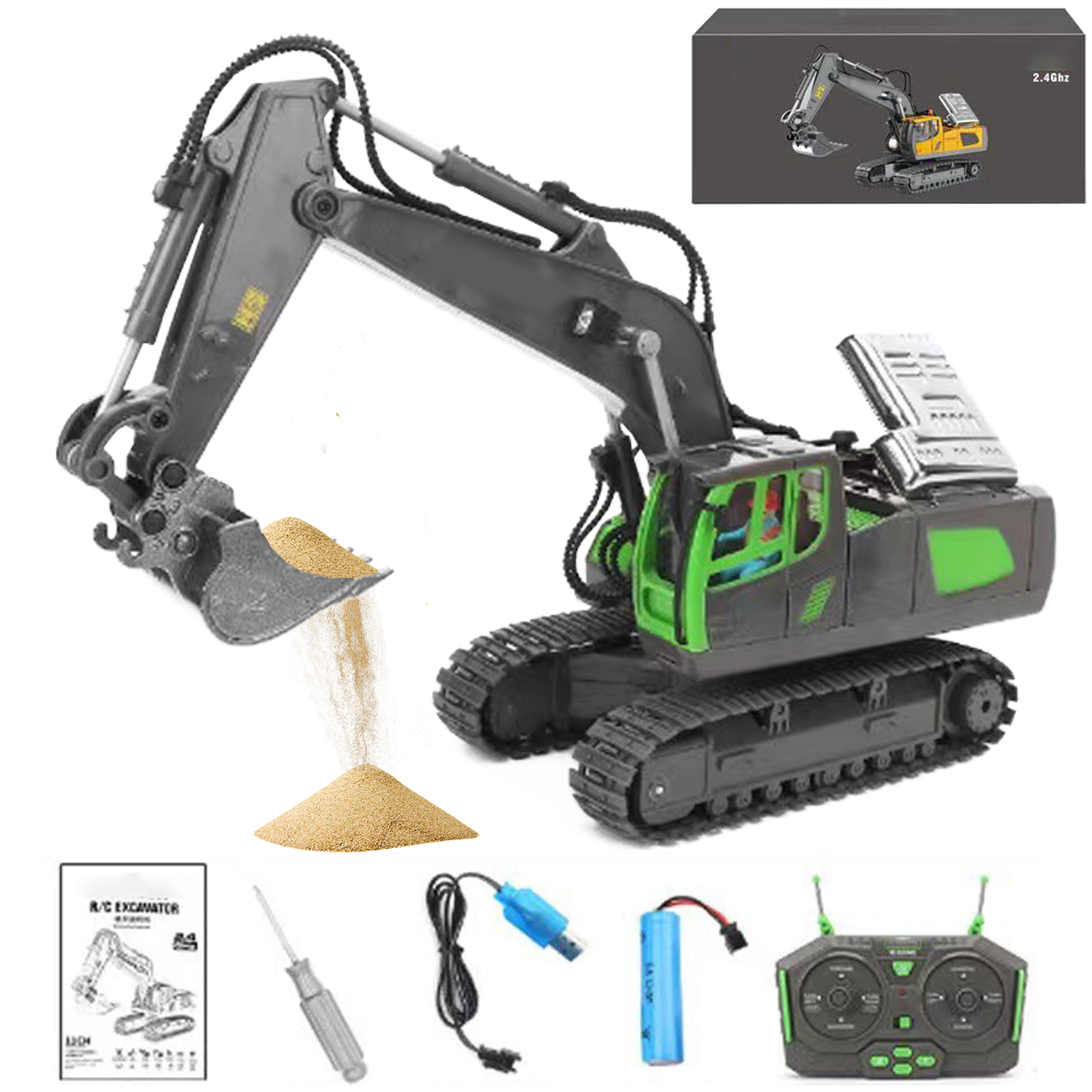 Monebena 11 Channel Remote Control Excavator with Box Excavator Truck ...