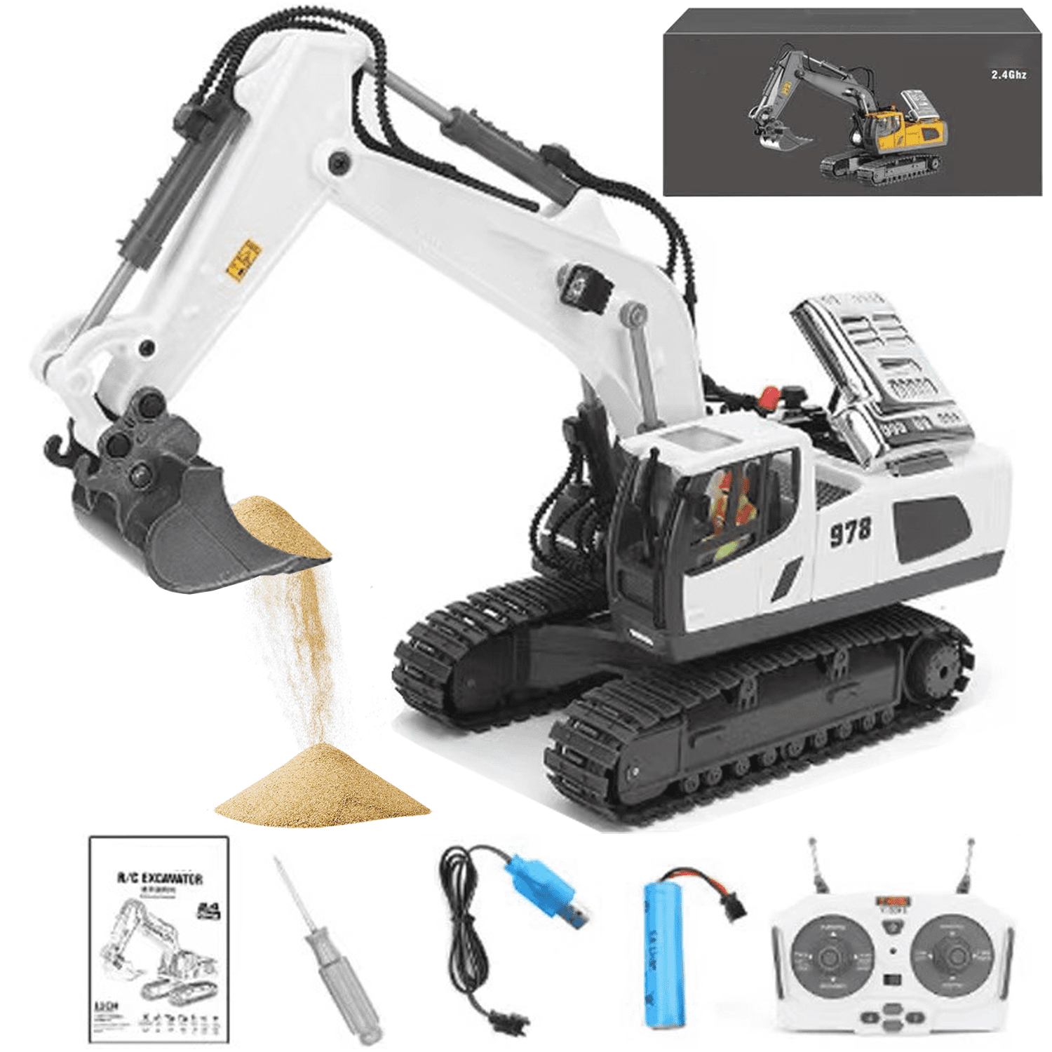 Monebena 11 Channel Remote Control Excavator with Box Excavator Truck ...
