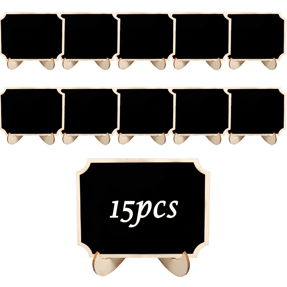 Monebena 15 Pcs Mini Chalkboard 2.9″ x 3.9″ Wooden Blackboard Reusable ...