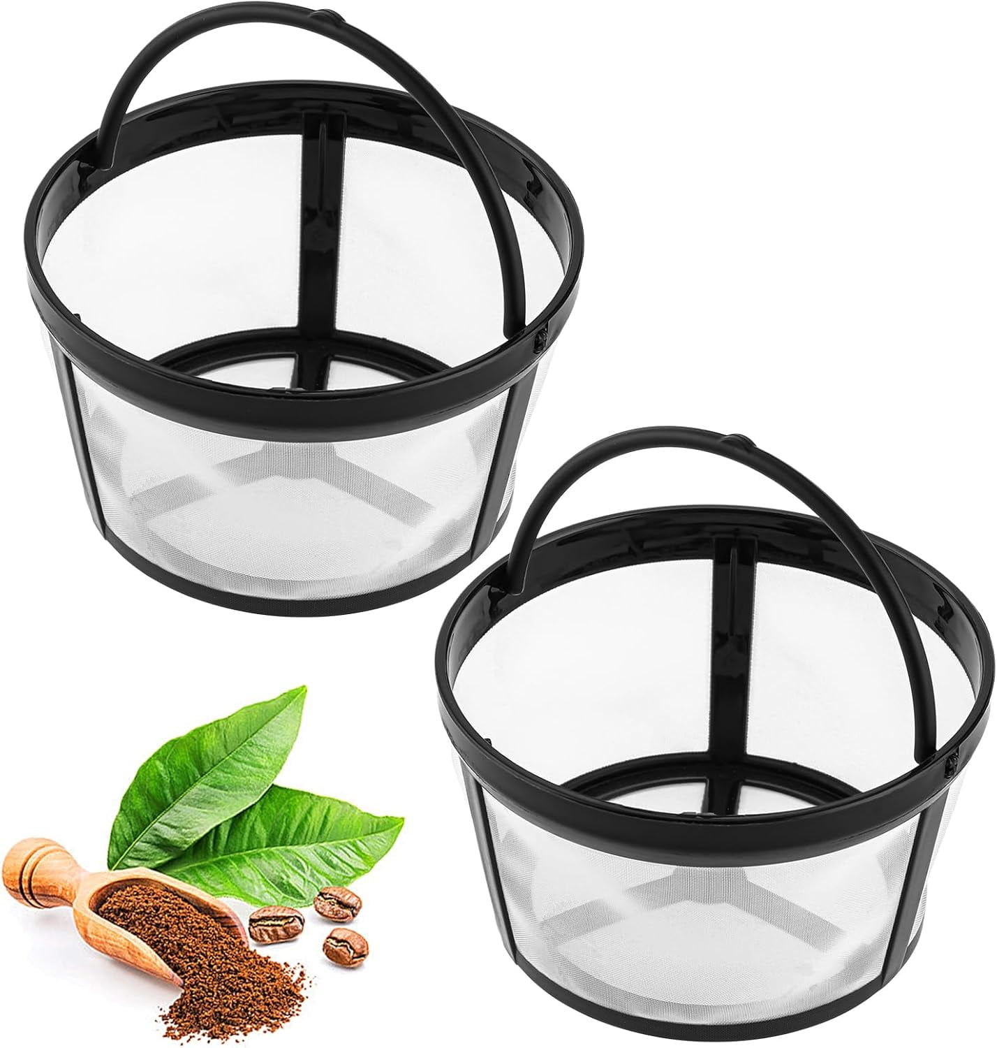 Monebena 2 Packs Reusable Coffee Filters 4-8 Cup, Coffee Filter Basket ...