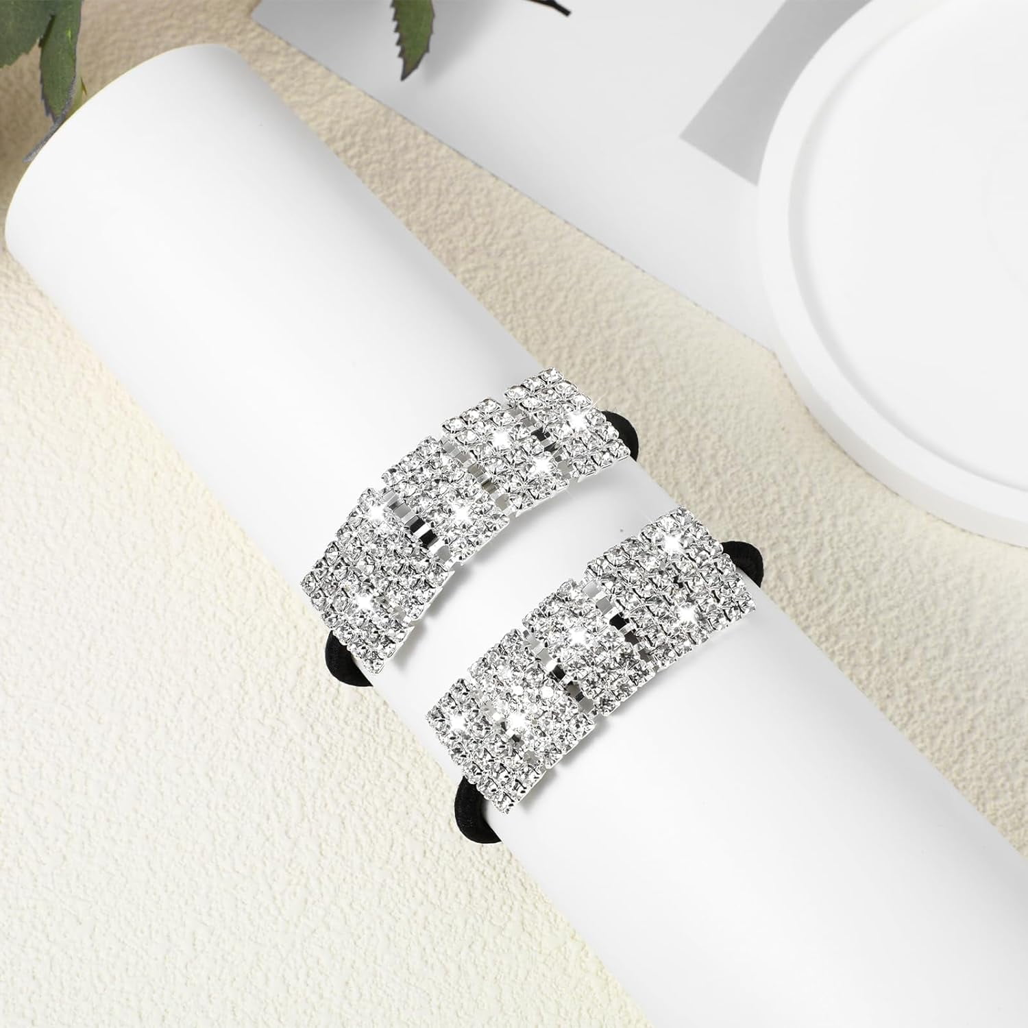 Monebena 2 Pcs Rhinestone Ponytail Holder Sparkly Hair Ties Rhinestone ...