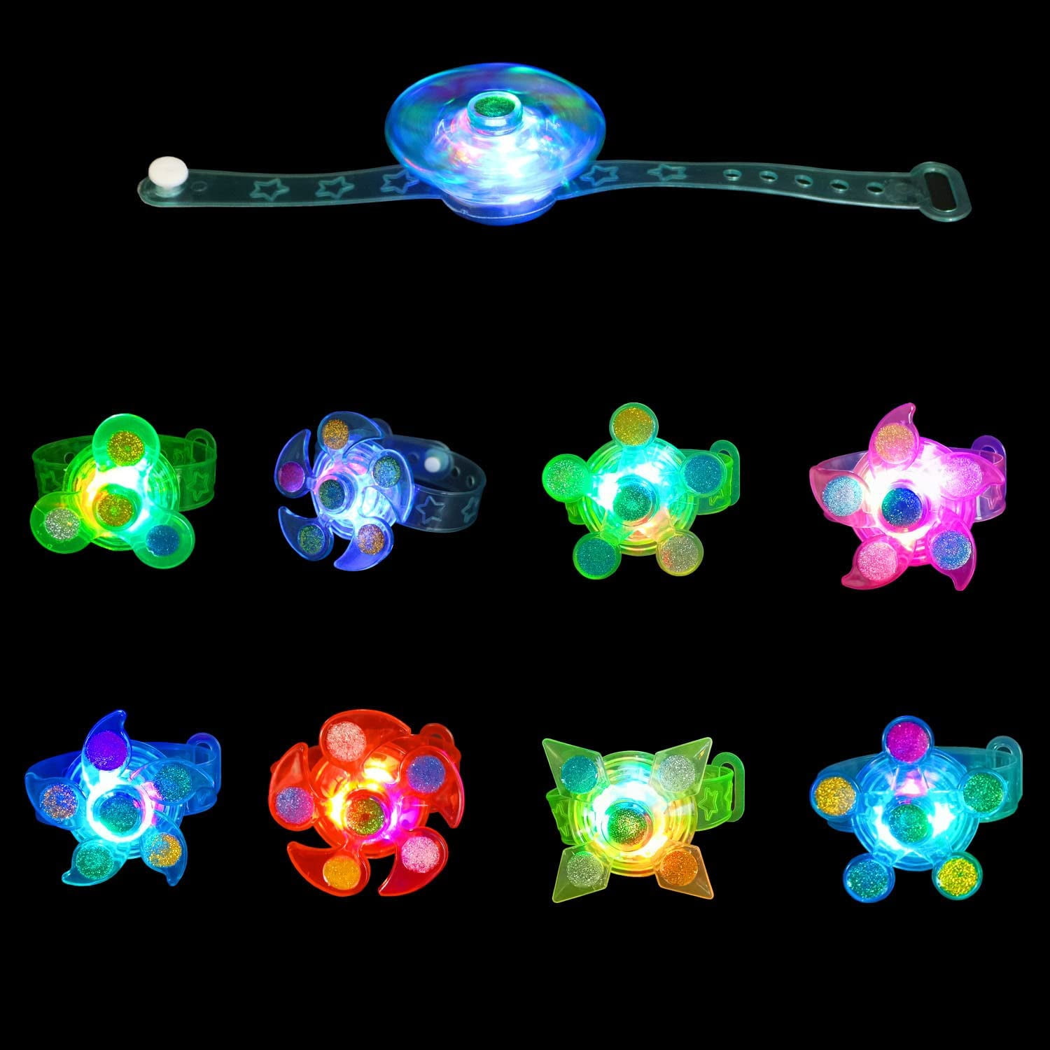 Monebena 20 Pcs LED Light Up Fidget Spinner Bracelets Party Favors For ...