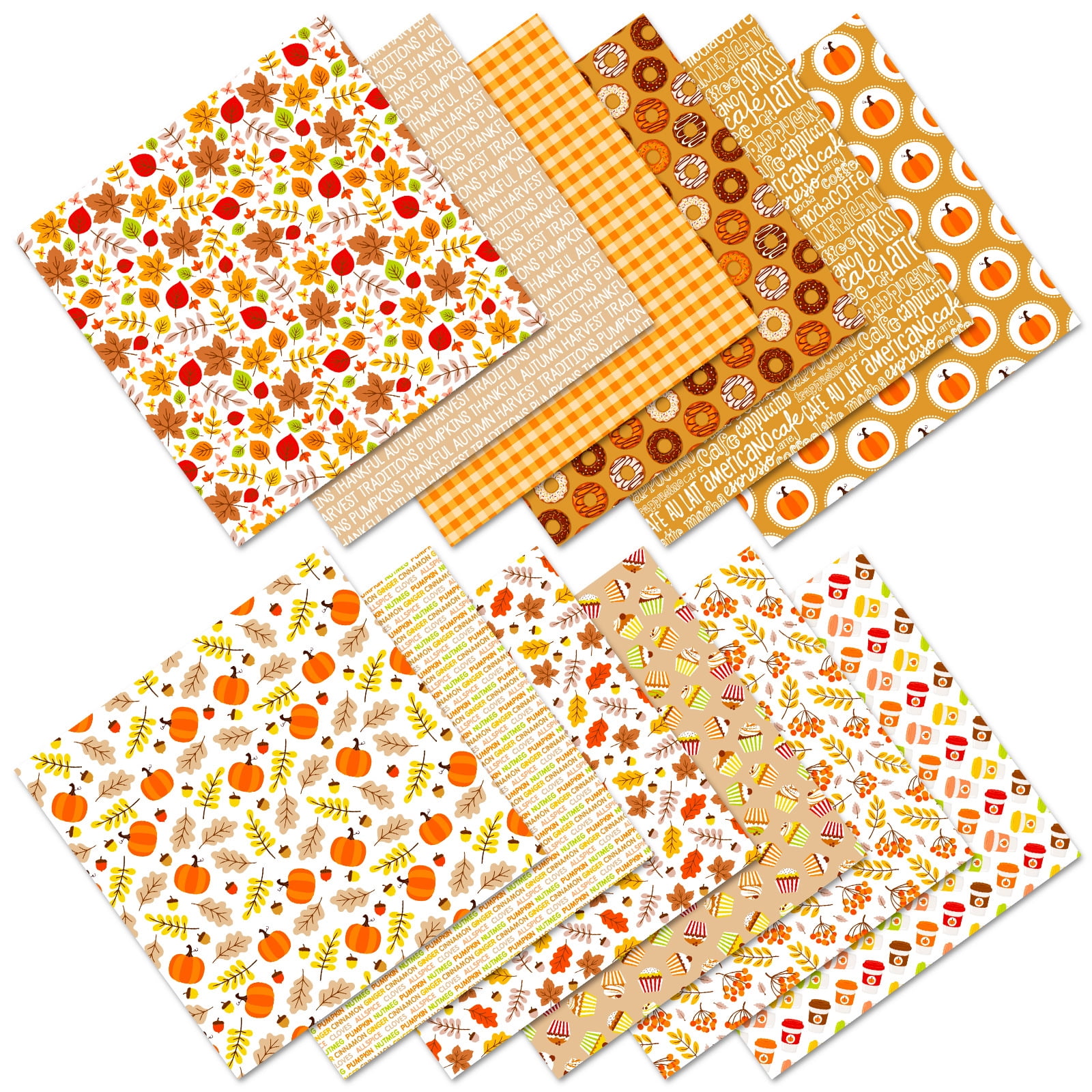 Monebena 24 Sheets Fall Scrapbook Paper 6 x 6'' Thanksgiving Day ...