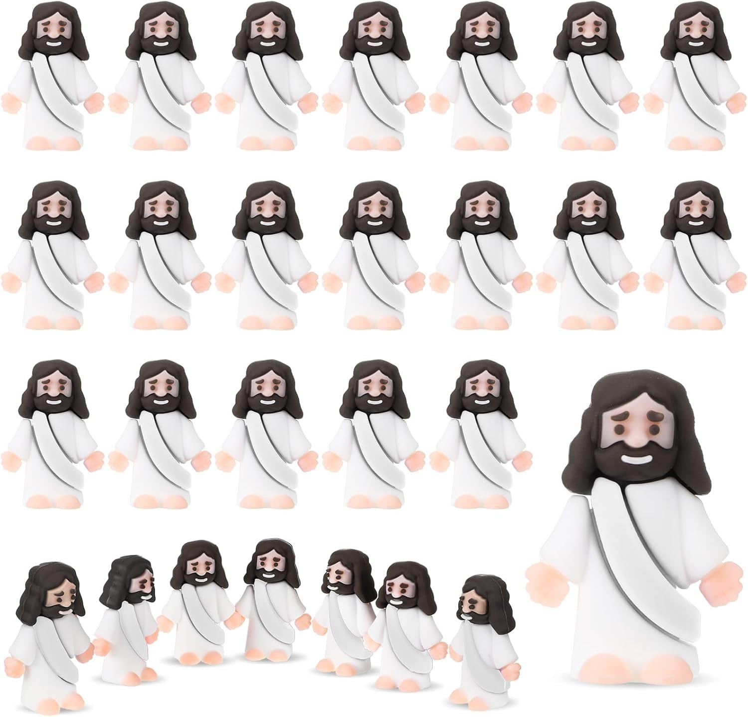 Monebena 25 Pcs Little Jesus Figures Original Design Mini Rubber Jesus ...