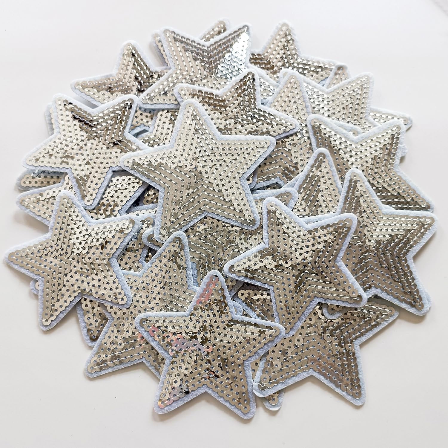 Monebena 28Pcs Sequin Star Iron on Patches 2 Sizes Embroidery Star ...