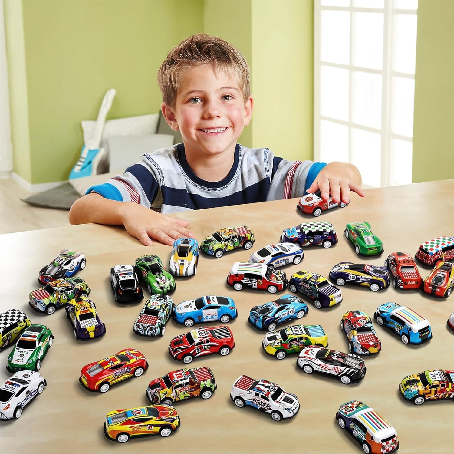 Monebena 32 Pack Pull Back Toy Cars, Mini Die-Cast Race Cars Vehicles ...