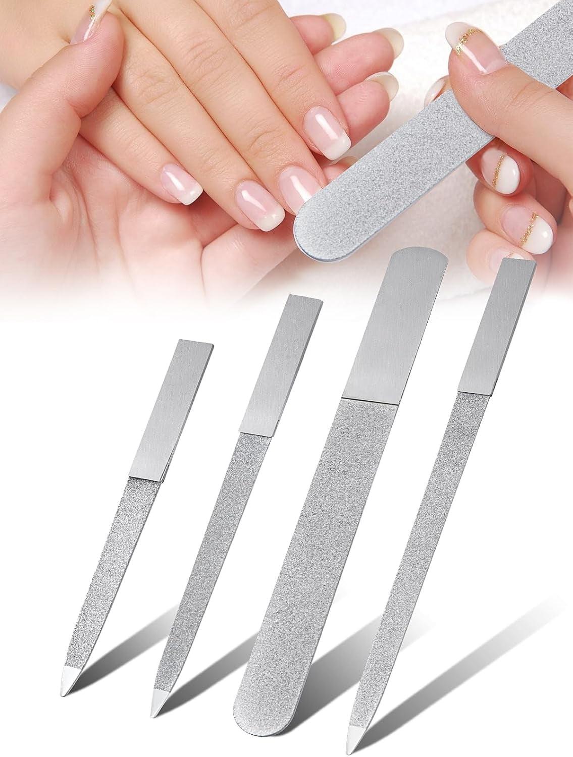 Monebena 4 PCS Diamond Nail File Set - Double-Sided Manicure Files ...