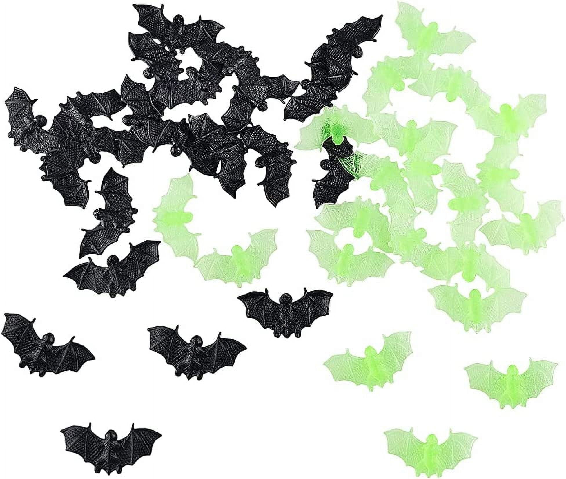 Monebena 40 Counts Mini 3D Bats Halloween Decoration Bat Plastic Toy ...