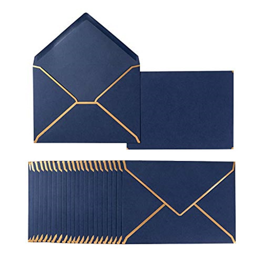Monebena 50 Pack Envelopes Card with Gold Border for Office, Wedding ...